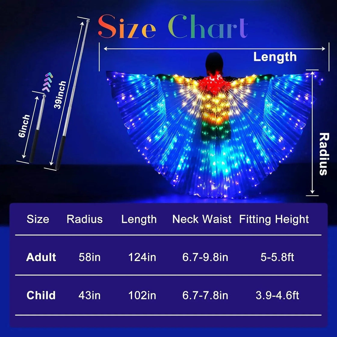 Led Isis Wings, Belly Dance Wings for Women | DancerInn