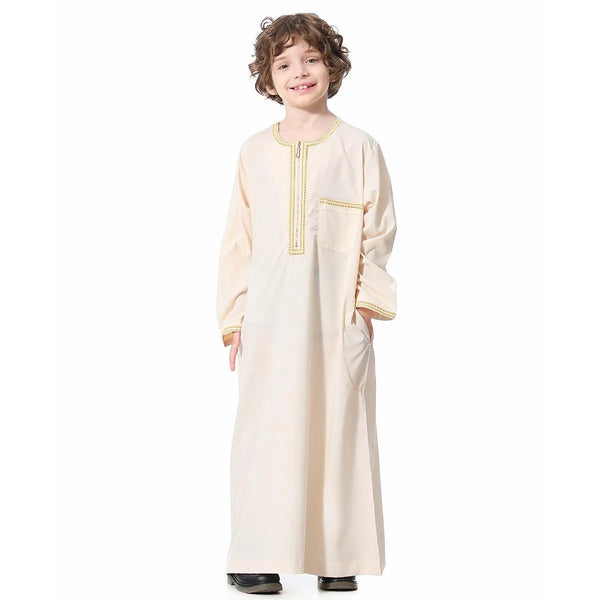 Children Muslim Teenagers Abaya Jubba Islamic Thobe Embroidered Kaftan ...